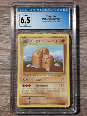 2016 Pokemon Evolutions Dugtrio #56 CGC 6.5 Error Insufficient Ink | eBay