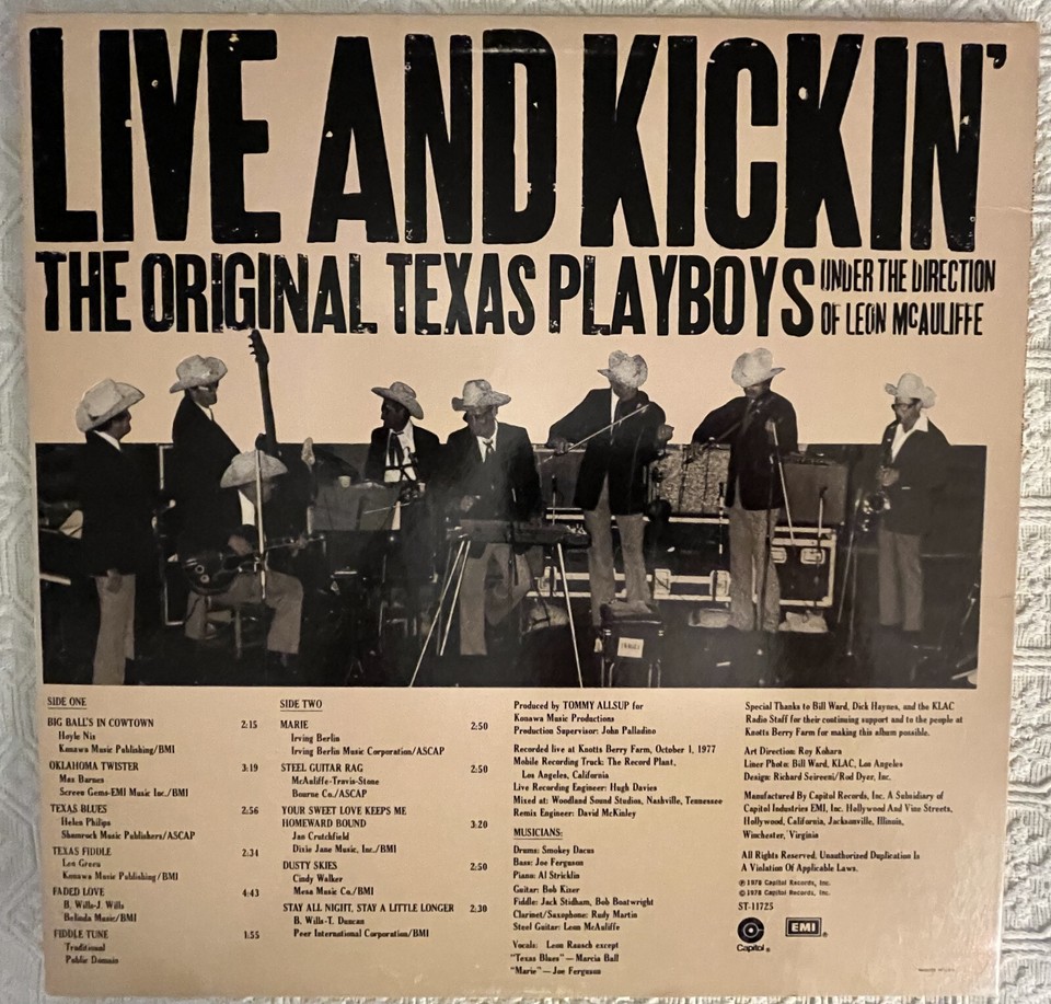THE ORIGINAL TEXAS PLAYBOY - Live & Kickin' 1978 CAPITOL ST11725 VG+FREE F.D. ** | eBay