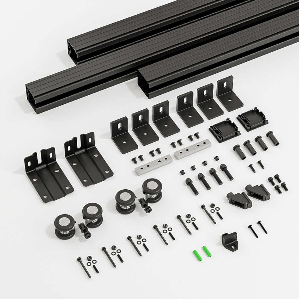 6/6.6/8/10FT Box Rail Hardware Heavy Duty Sliding Barn Door Track Wall ...