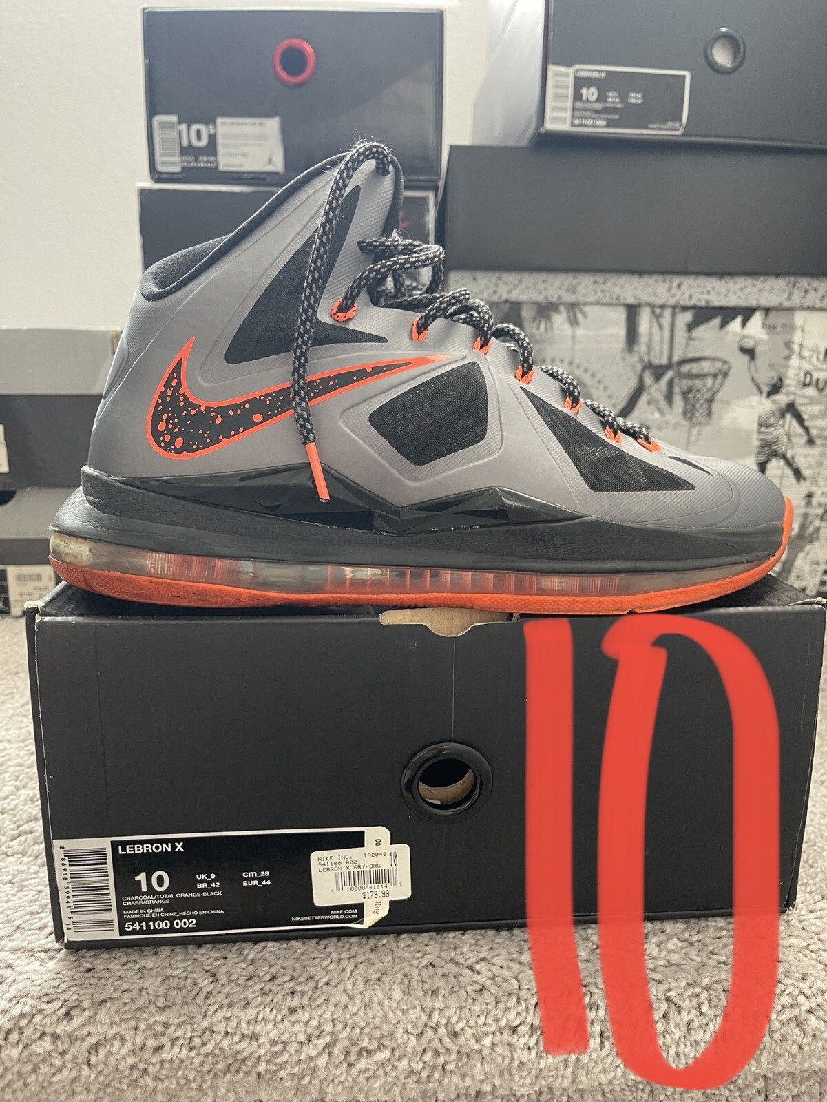 Size 10 - Nike LeBron 10 Lava 2012 | eBay