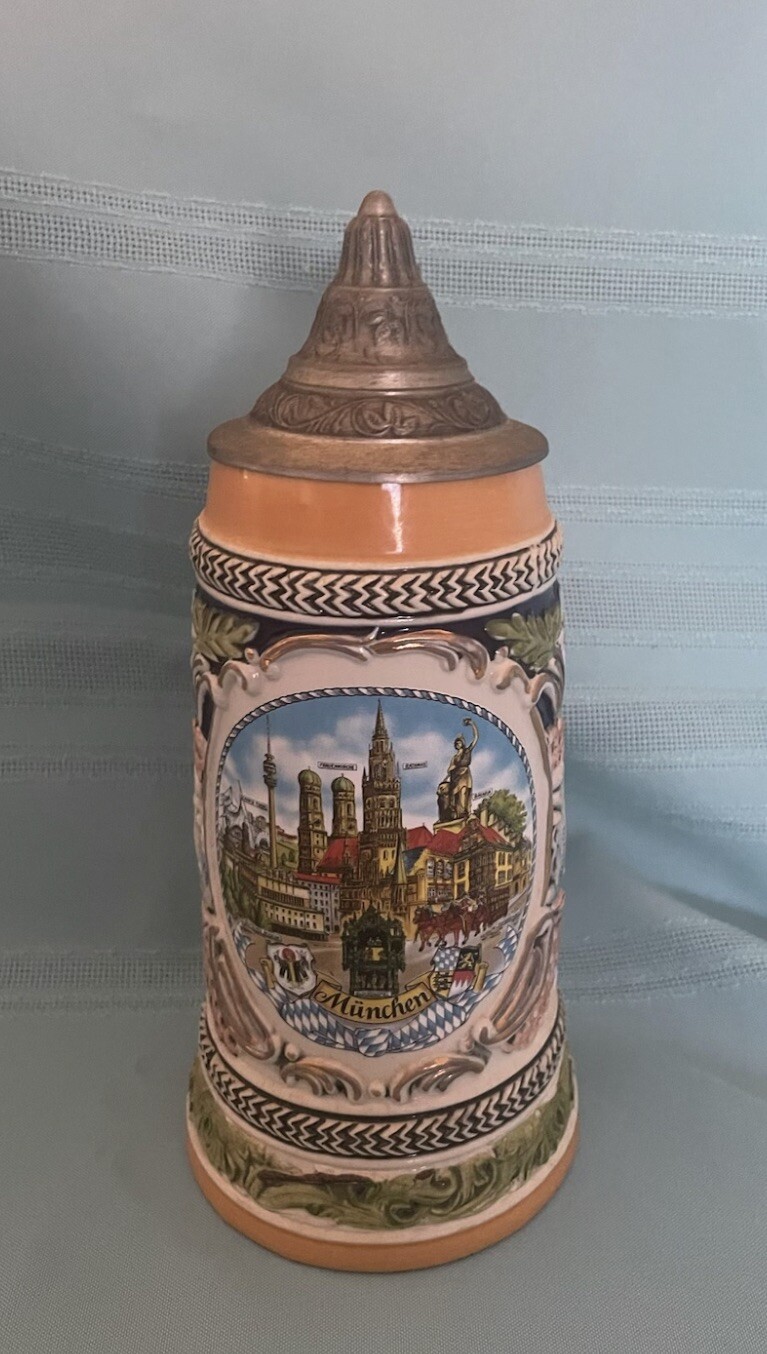 Vintage West Germany Original Gerzit/Gerz Lidded Beer Stein 9.1/2” Tall ...