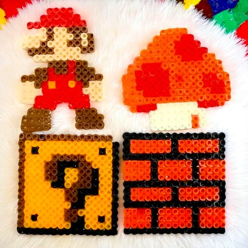 Super Mario Brothers Perler Bead Art Set Lot Of 4 Characters | eBay
