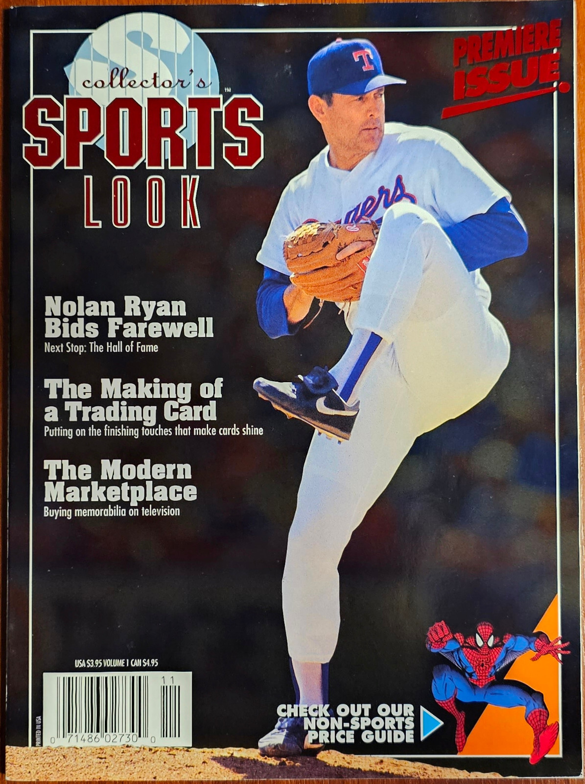 NOLAN RYAN TEXAS RANGERS SPORTS LOOK MAGAZINE WITH SKYBOX BASKETBALL ...