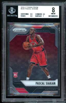 Pascal Siakam Rookie Card 2016-17 Panini Prizm #220 BGS 8 (9.5 9.5 9.5 ...