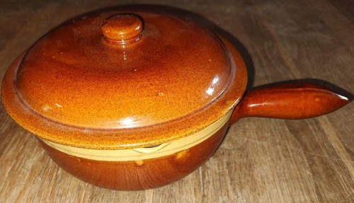 VTG Glazed Terracotta Clay Cooking Pot with Lid 8.5" PV 2049 Brown ...