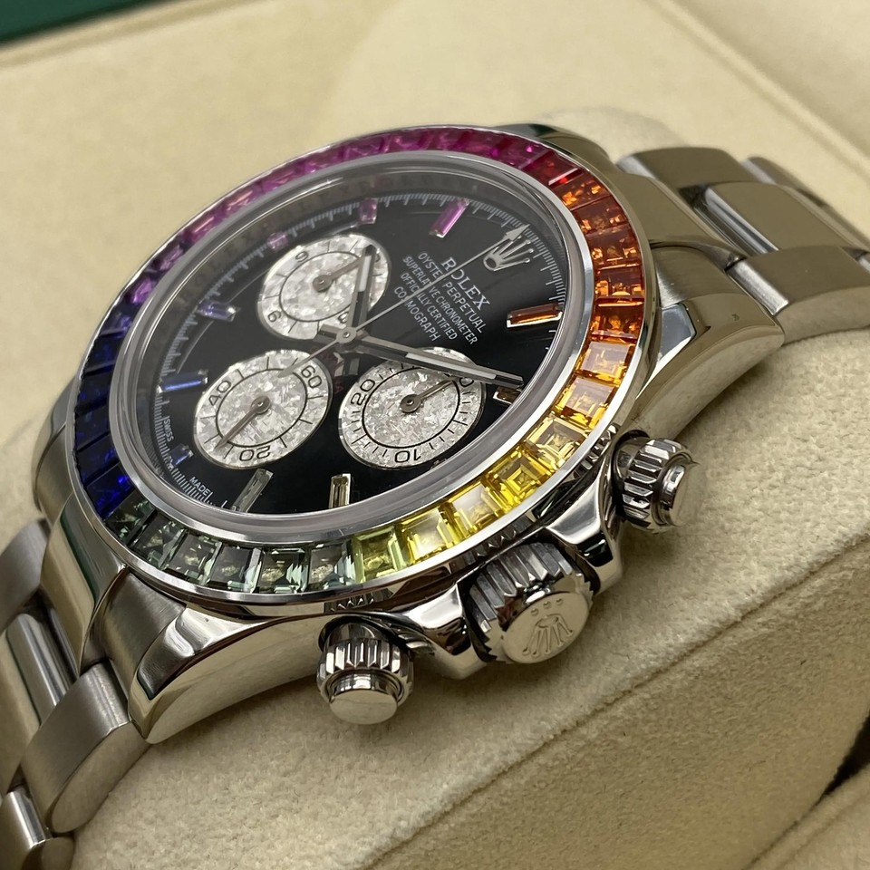 Rolex Cosmograph Daytona 40mm Custom Rainbow Bezel Black Dial Mens ...