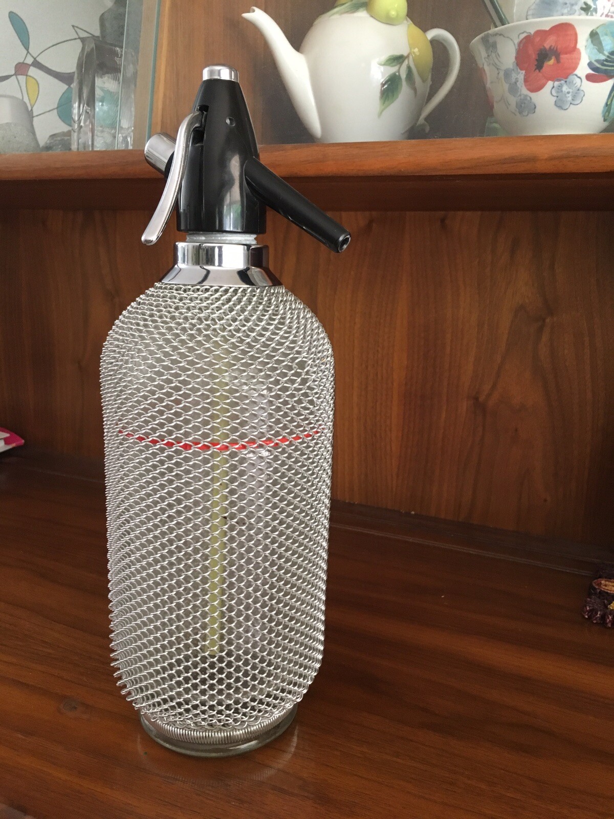 Antique vintage seltzer spritzer siphon bar Barware soda w/ metal mesh ...