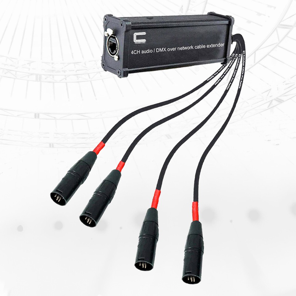 4-Channel 5-Pin XLR, AES, DMX Snake Audio Signal Over Ethernet Network ...