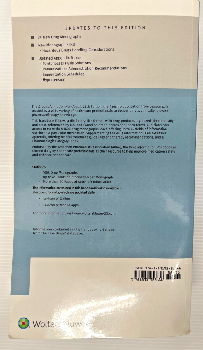 Lexicomp Drug Information Handbook With International Trade Names