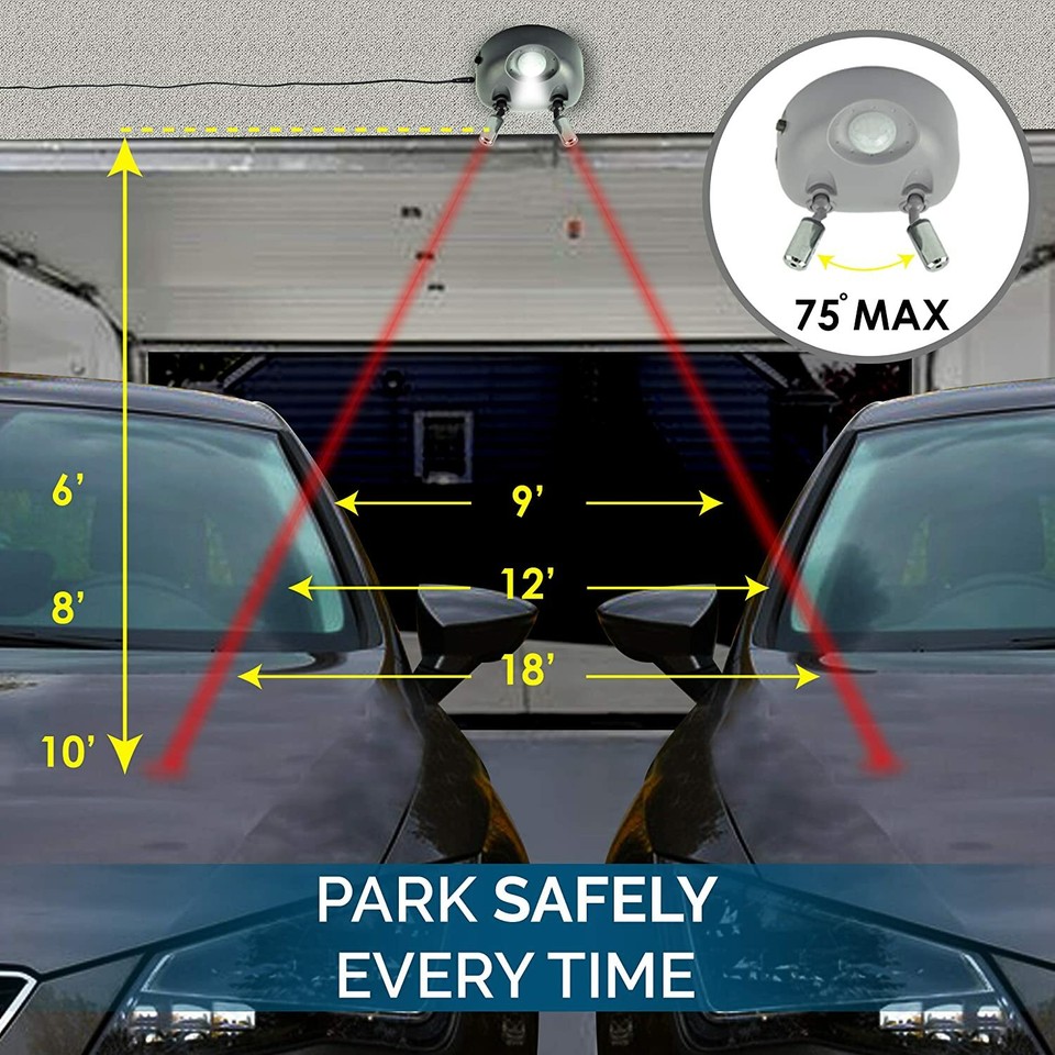 Dual 2 Car Laser Garage Auto Parking Sensor Assist Aid Guide Stop Light ...