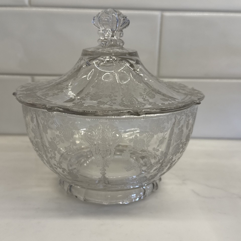 Cambridge Rose Point Shape Covered Candy Box/Dish | eBay