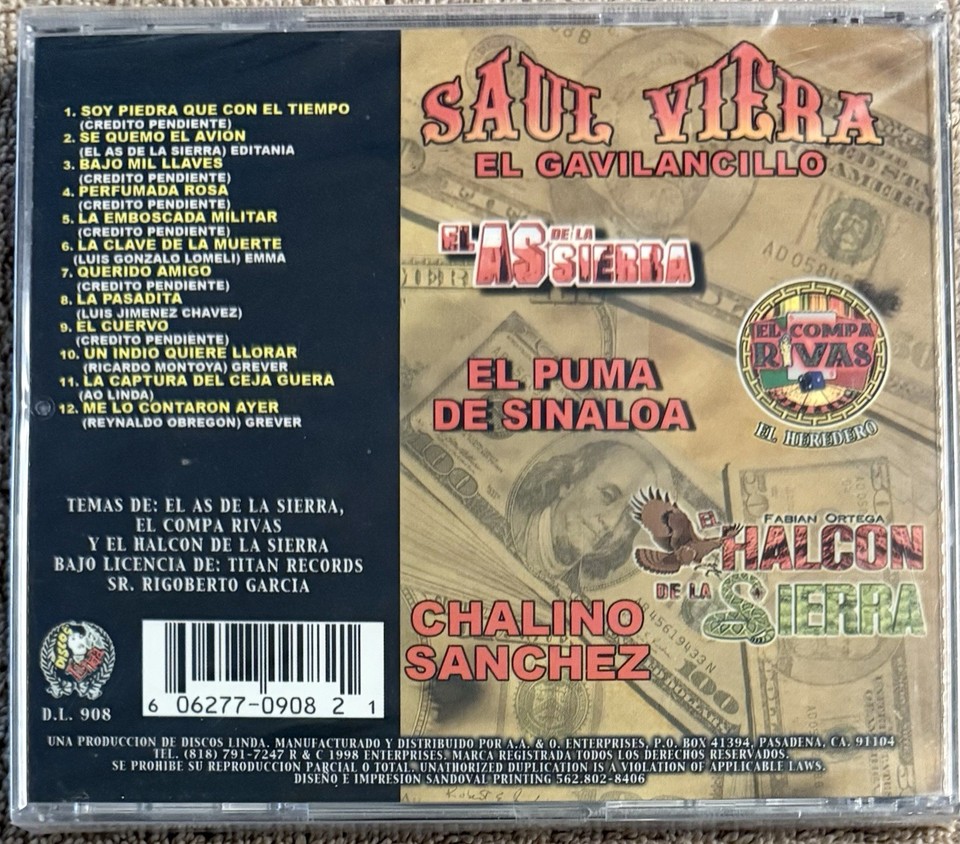 SAUL VIERA / CHALINO SANCHEZ - CON SUS AMIGOS VOL 7 - SEALED 1998 CD ...