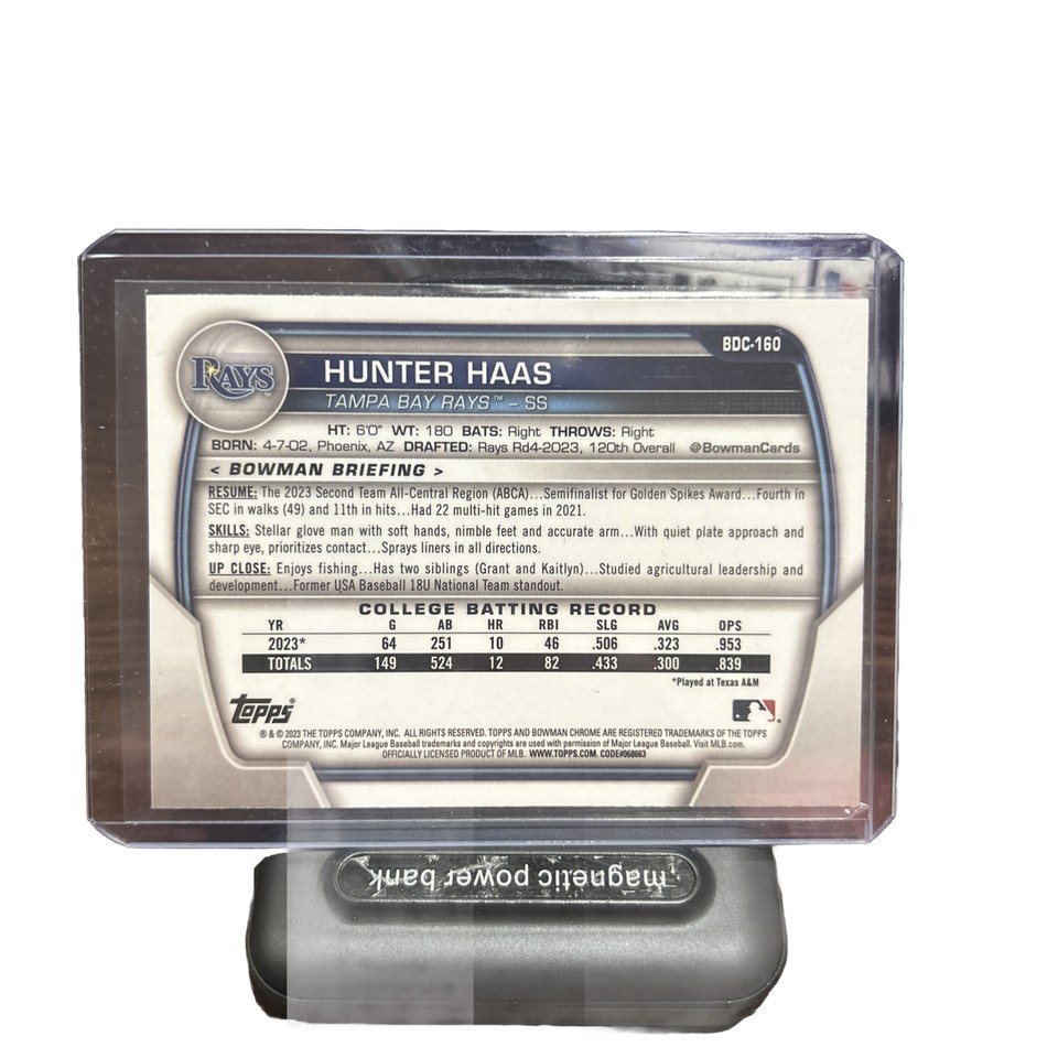 2023 BOWMAN DRAFT CHROME HUNTER HAAS RC TAMPA BAY RAYS #BDC-160 1ST ...
