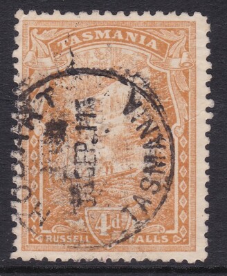 1911 Tasmania, 4d Brown-Ochre Pictorial, P11, Sideways Crown/A wmk ...