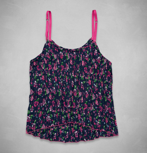NWT Women's Abercrombie & Fitch Angie Floral Tank Top Easy Fit Navy ...
