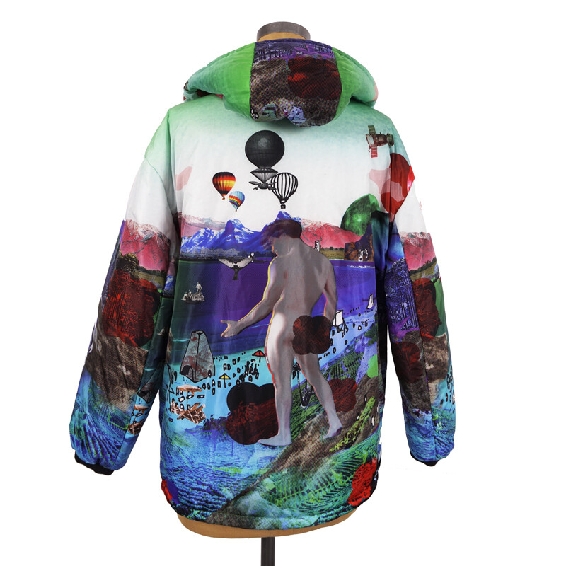 sz S NEW $2,410 PRADA Woman's GRAPHIC PRINT Nylon PRIMALOFT Hooded ...