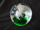 Glass Paperweight Clear Emerald Green Twist Heavy Air Bubbles | eBay