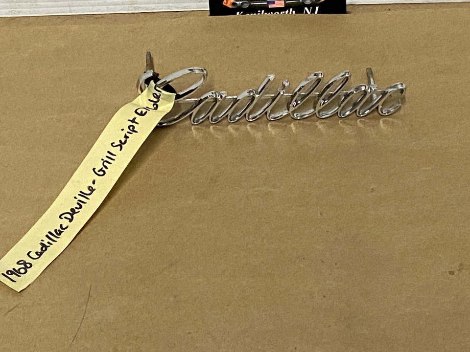 OEM 68 Cadillac Deville FRONT GRILL SCRIPT EMBLEM BADGE #1490224 *SHOW ...