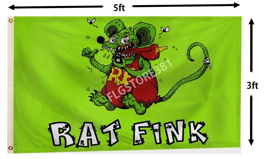 Rat Fink Flag Banner 3x5ft Sign Tapestry Poster Decor Racing Car Hot ...