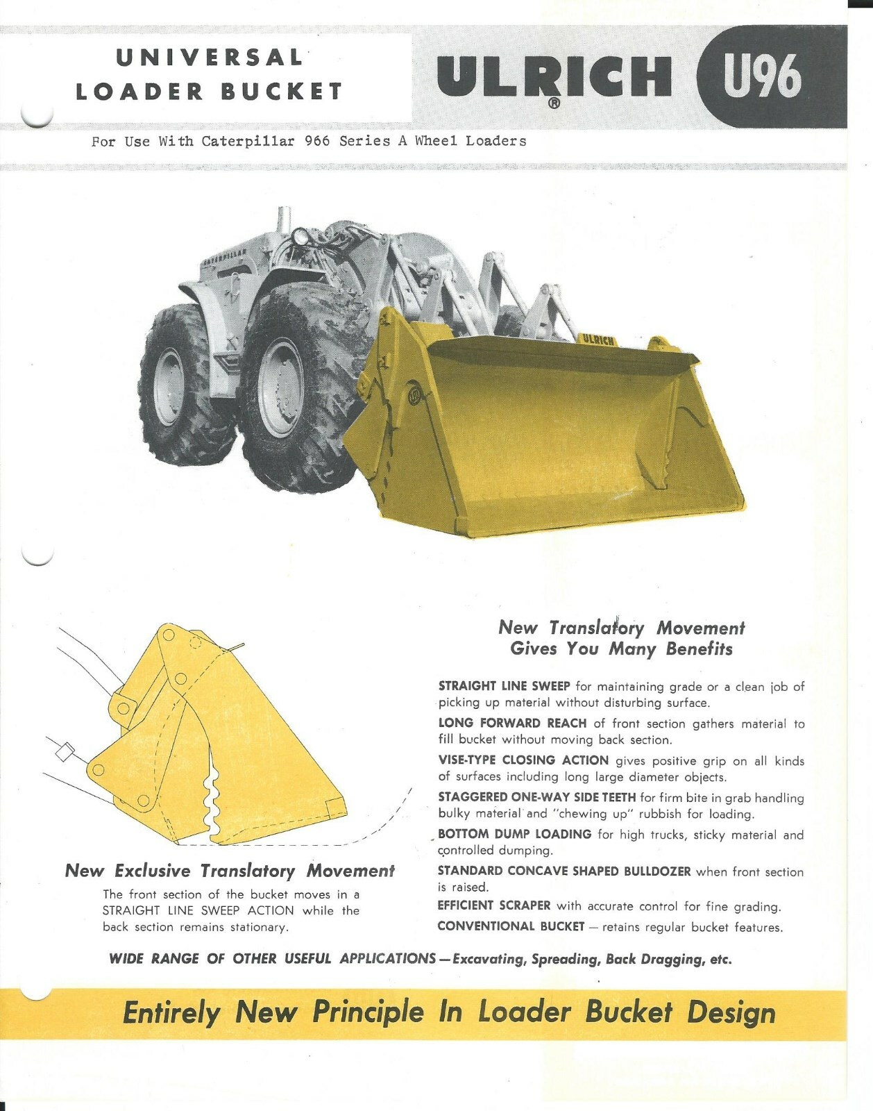 Equipment Data Sheet - Ulrich U96 Bucket Caterpillar 966 A Wheel Loader ...