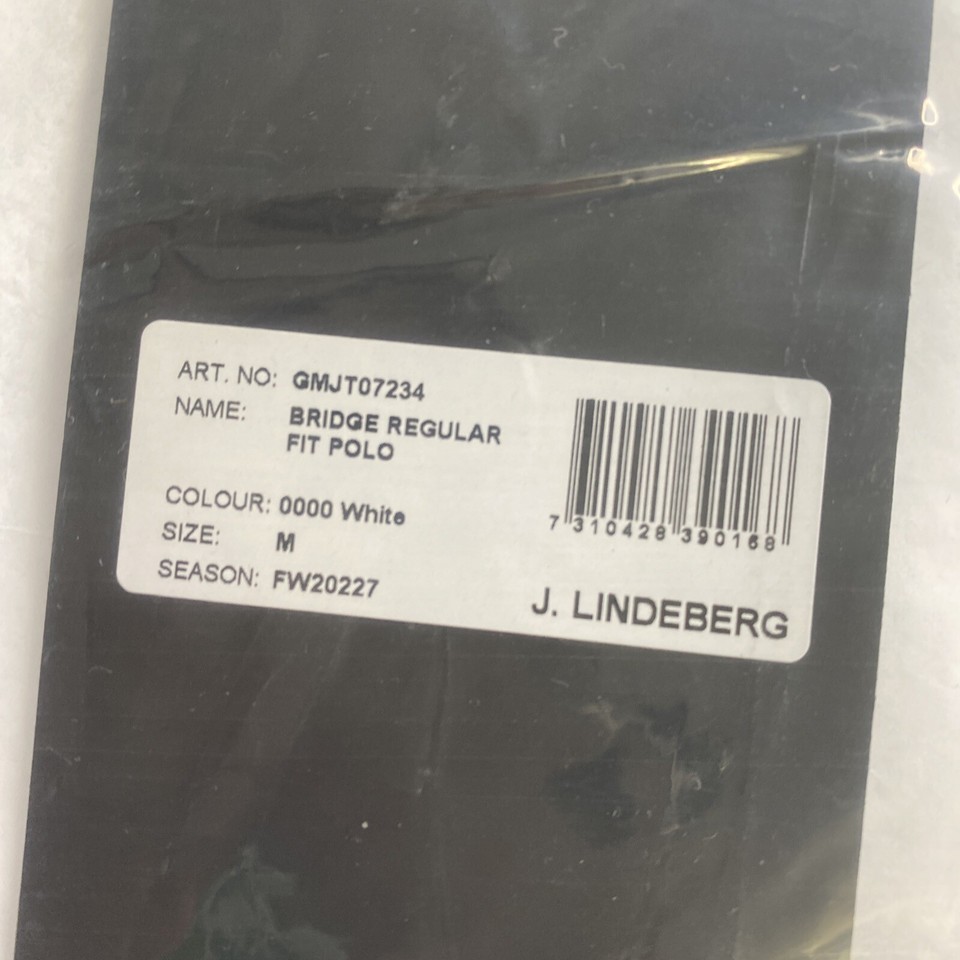 J Lindeberg Bridge Reg Fit Golf Polo Men's GMJT07234 0000 White Medium ...