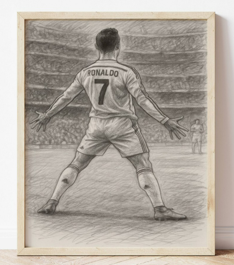 Cristiano Ronaldo Drawing Cristiano Ronaldo Holding Football Anybody