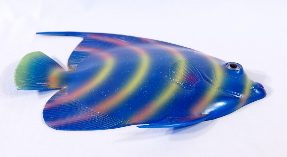 Hand Painted 12" Glitter Cartoon Tropical Fish Wall Mount Décor Blue ...