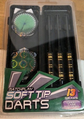 Halex Soft Tip Brass Dart Set 13g Green Metallic Flights & Carry Case ...