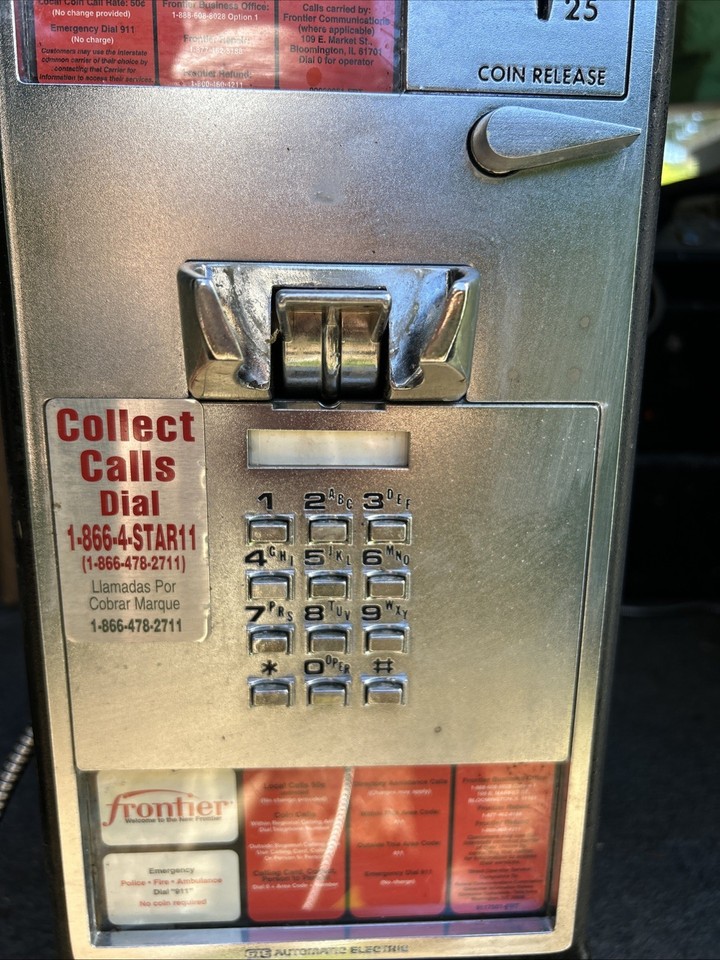 Vintage Black Phone Booth Payphone Push Button Telephone GTE Frontier ...
