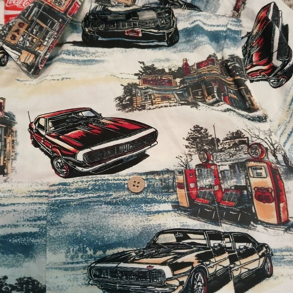 Coca Cola Muscle Car / Gas Station All Over Print Button Down Shirt Men ...