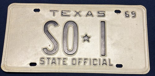 Historic 1969 Texas State Official SO-1 License Plate GOV. JOHN ...