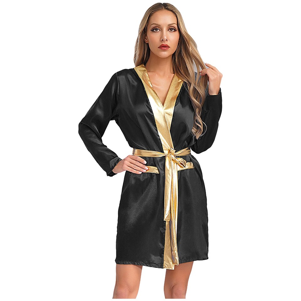 Womens Hooded Cloak Sport Costume Metallic Boxing Robe Adult Outfits ...