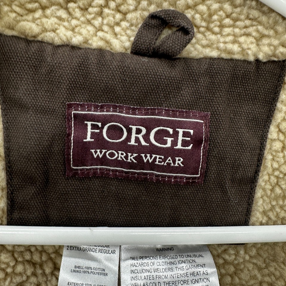 Forge Workwear Vest Mens 2XL XXL Brown Full Zip Sherpa Lined Canvas ...