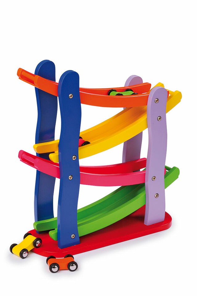 Click Clack Racetrack Wooden Childrens Car Slider Race Track Run Toy ...