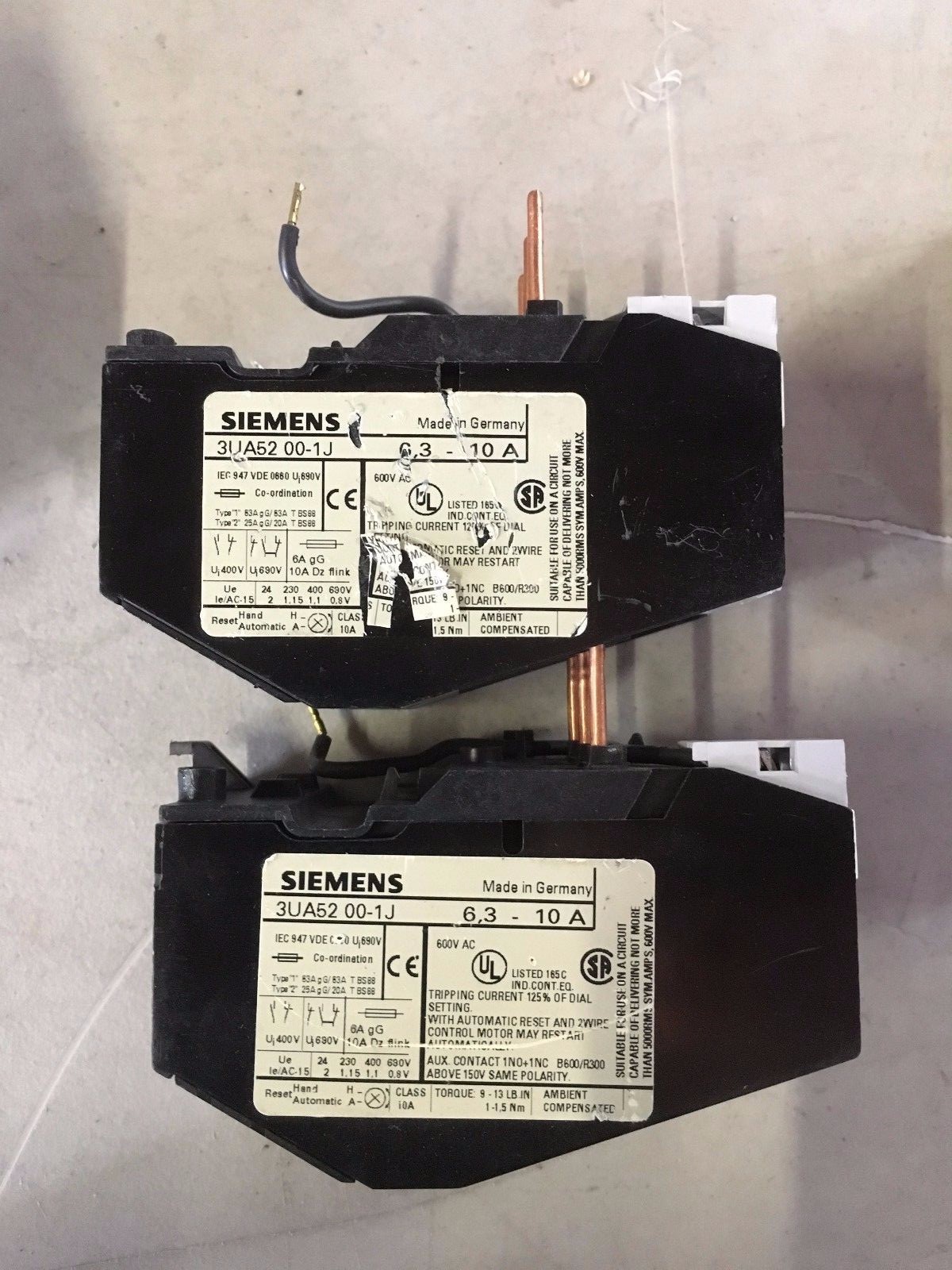 3UA5200-1J (lot of 2) Siemens Overload Relay 6.3-10A | eBay