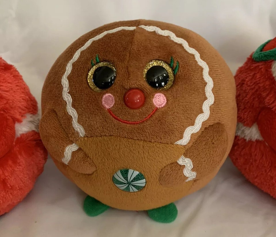 Lot of 3 Christmas TY BEANIE Ballz Kringle & Ginger Small 5” Plush ...