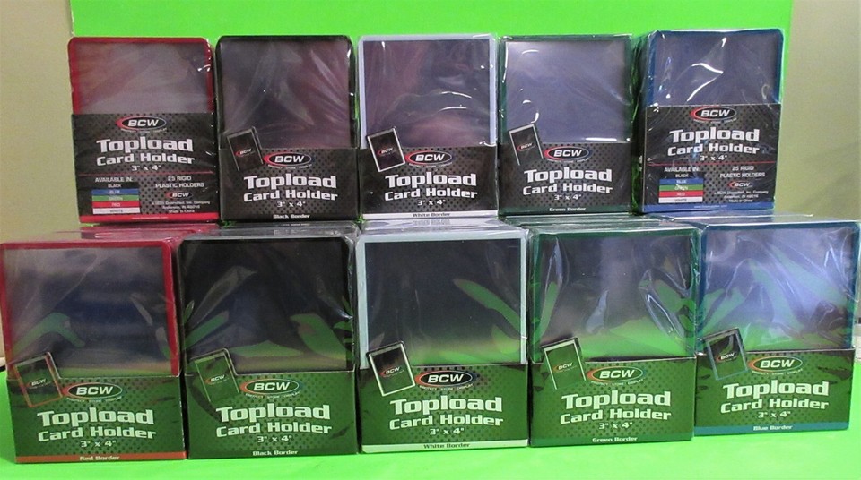 500 BCW TOPLOAD CARD HOLDERS w/color border , WHITE, RED, BLUE, BLACK,GREEN, 3X4 722626902291 | eBay