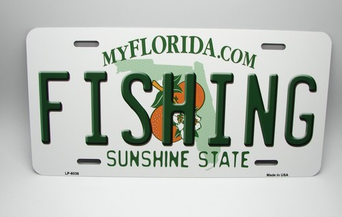 FISHING FLORIDA METAL CAR LICENSE PLATE TAG, FLORIDA STATE FISHING ...