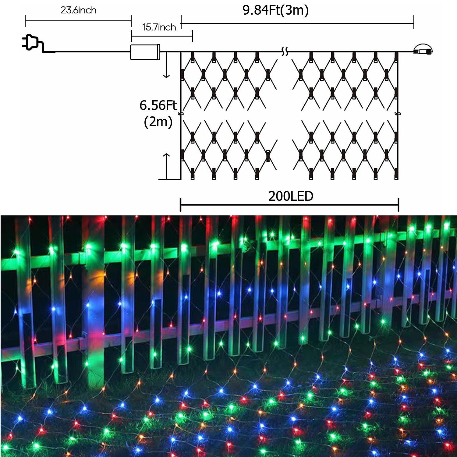 200 LED Net Mesh Fairy String Light Curtain Fairy Light Wedding Party ...