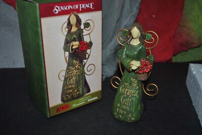 NEW Cracker Barrel SEASON of PEACE ANGEL w/ Poinsettia Holiday Figurine ...
