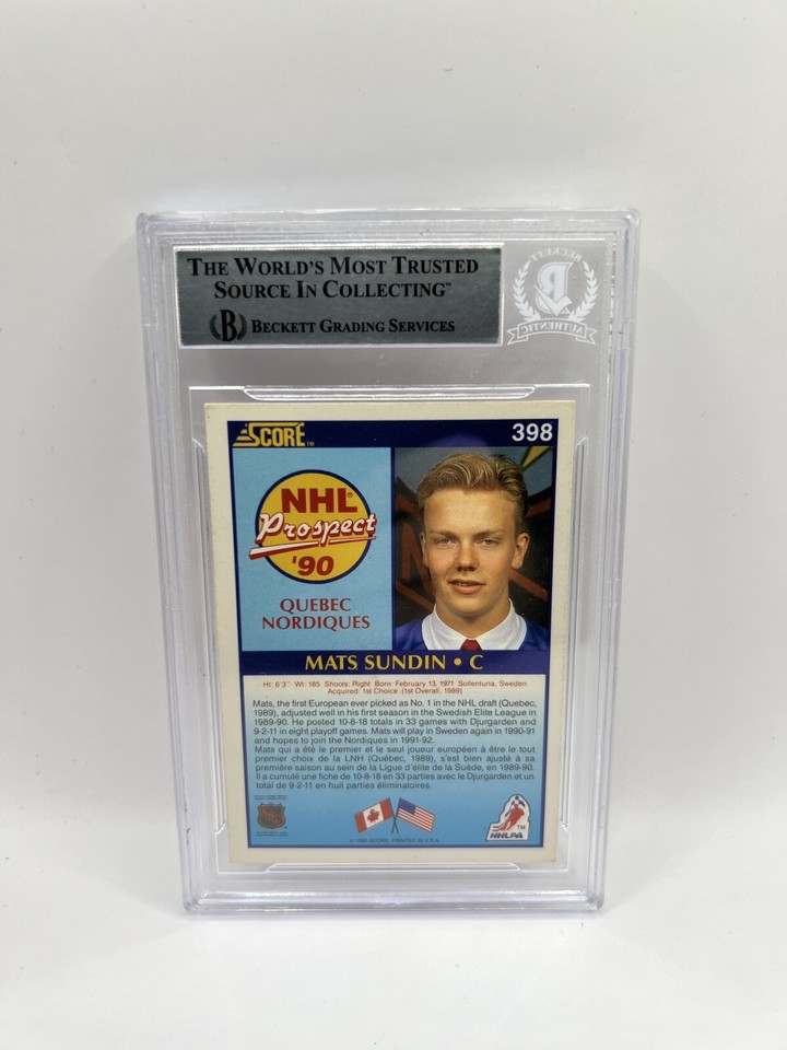 Mats Sundin Signed 1990-91 Score Canadian #398 Rookie Card Beckett Auto ...