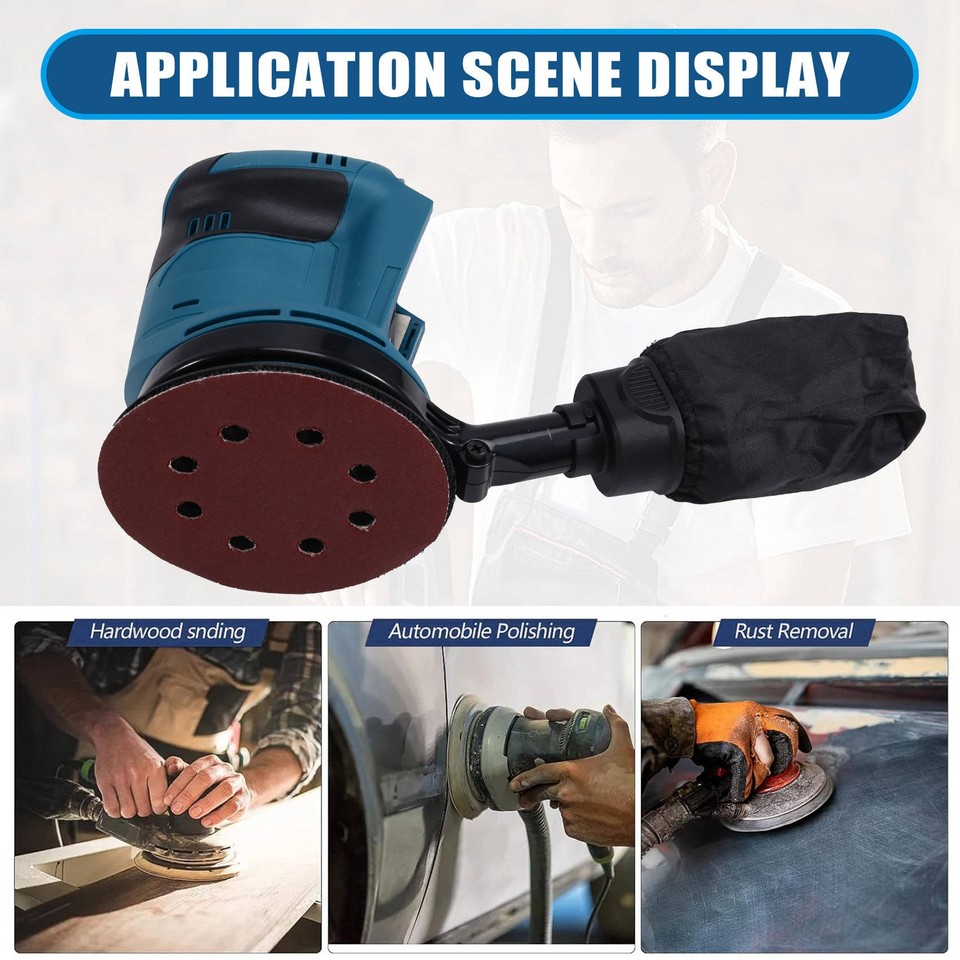 For 18V Battery Cordless Polishing Machine 125mm Wood Grinder Metal ...