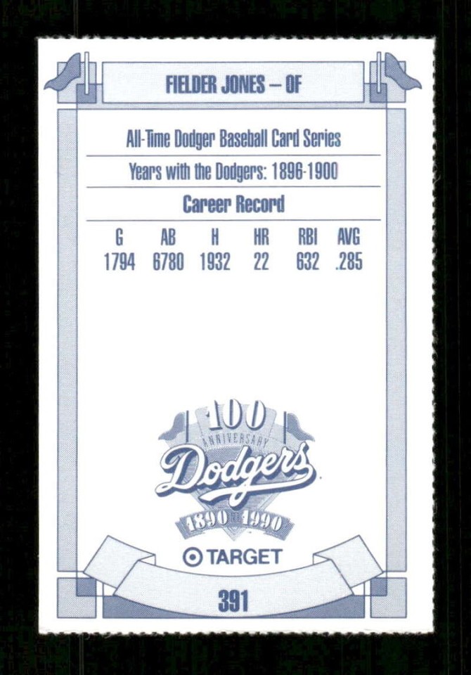 1990 Target Dodgers 100th 391 Fielder Jones BXCP19 | eBay