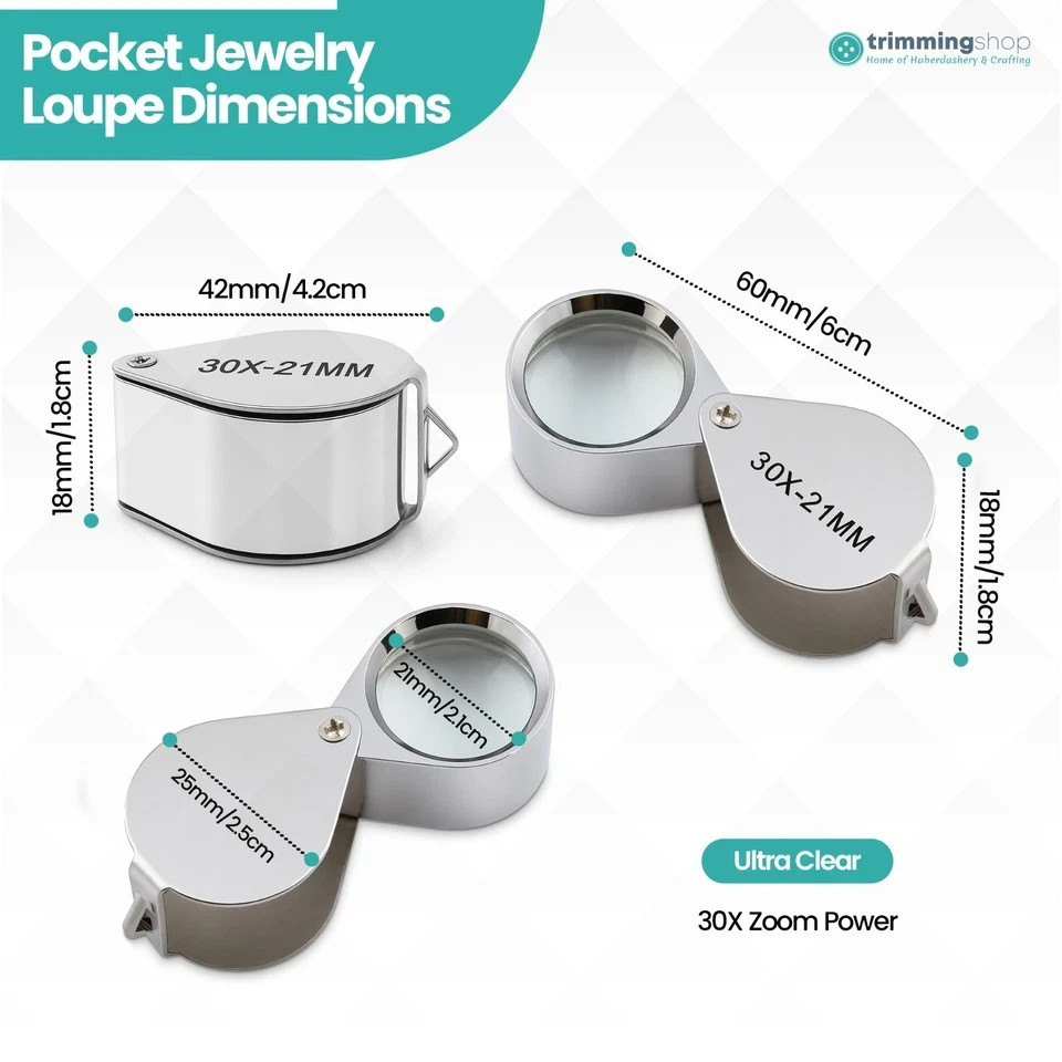 30X Jewelers Loupe Magnifier Jewelry Coin Loop Magnifying Glass Eye ...