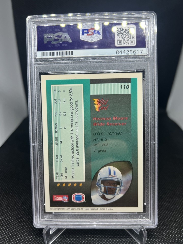 1992 Wild Card - #110 - Herman Moore on card AUTO - Detroit Lions ...