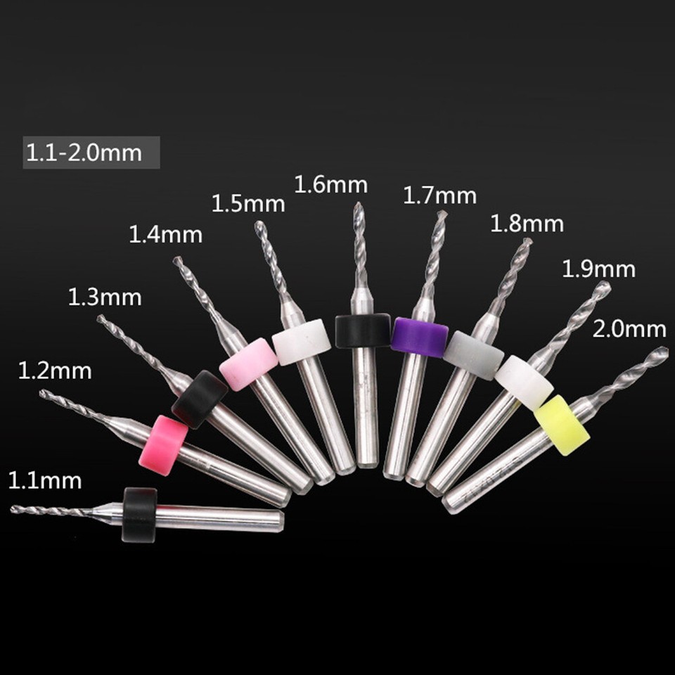 10 Piece PCB Carbide Micro Twist Drill Bits Set Rotary Tool - 0.1mm-1 ...