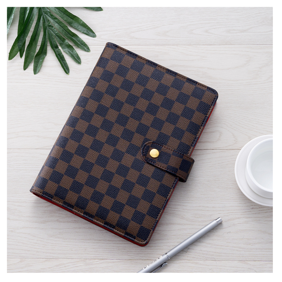 💗 Luxury Checkered Agenda Binder Planner Journal A6 [Brown Brown Gold ...
