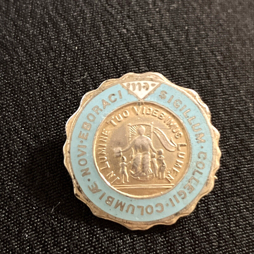 ANTIQUE RARE GEM Enamel Heraldry of Columbia Collage BADGE Pin STERLING ...