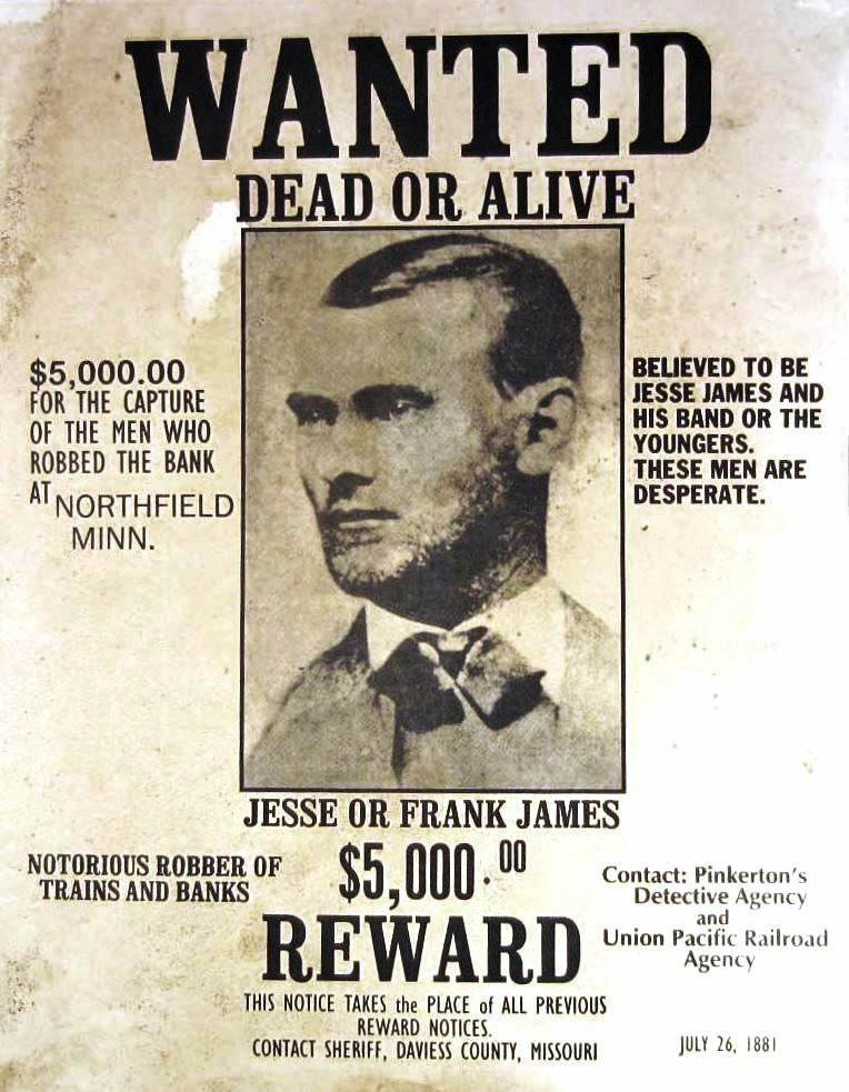 Authentic Jesse James Wanted Poster