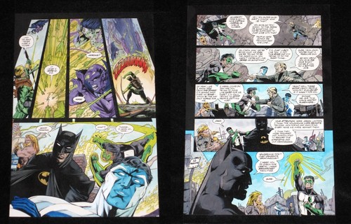 JLA #10 ORIGINAL COLOR GUIDE ART GRANT MORRISON BATMAN SUPERMAN SPLASH ...